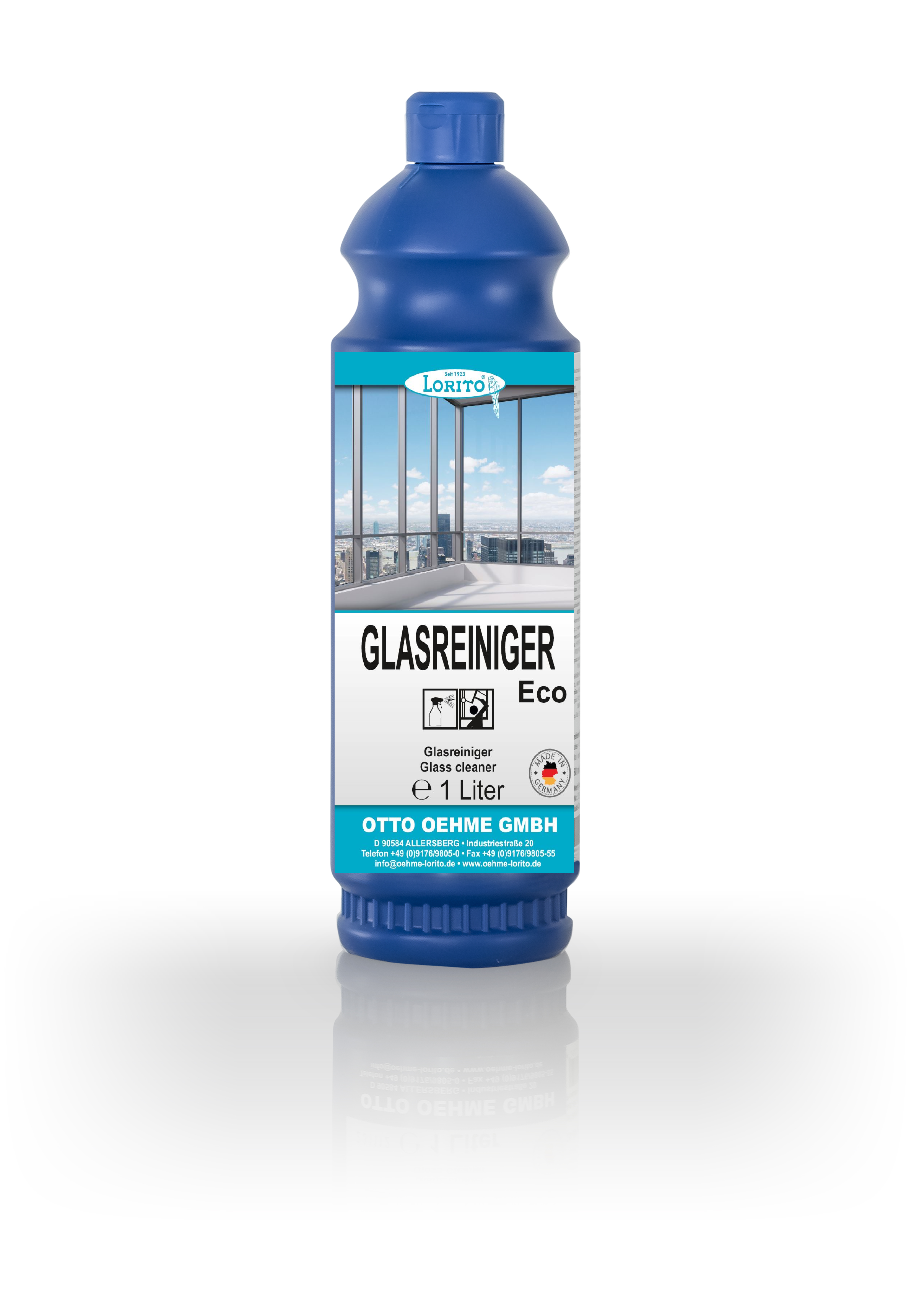 Glass cleaner ECO 1L - alcoholic glass & surface cleaner EU Ecolabel